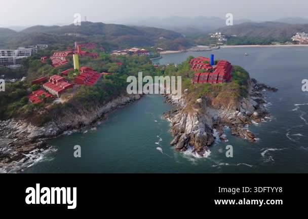 Stunning aerial view of a dramatic, terraced seaside resorts featuring ...