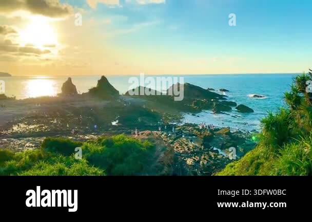 Close-up of thousand-year-old sedimentary rock layers under the sunrise ...