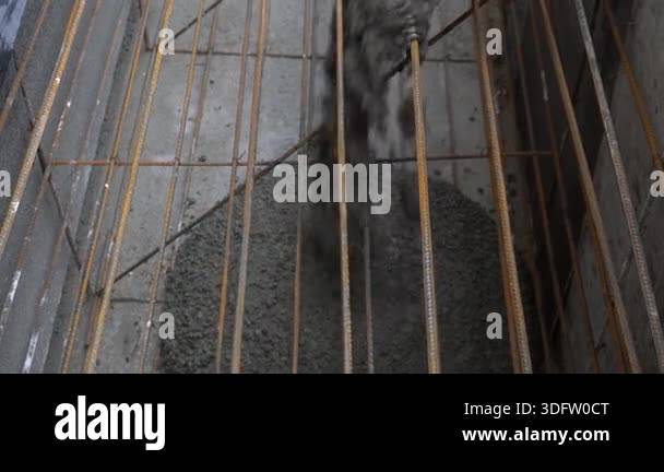 Industrial-scale concrete pouring for building construction Stock Video ...