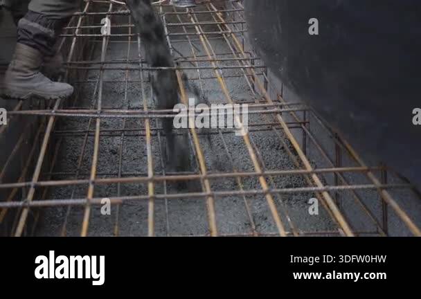 Industrial-scale concrete pouring for building construction Stock Video ...