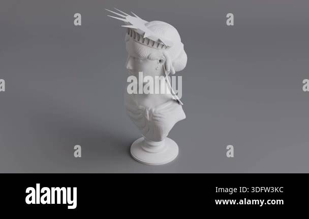 Rotating Statue of Liberty sculpture - top view - 3D 4k animation (3840 ...