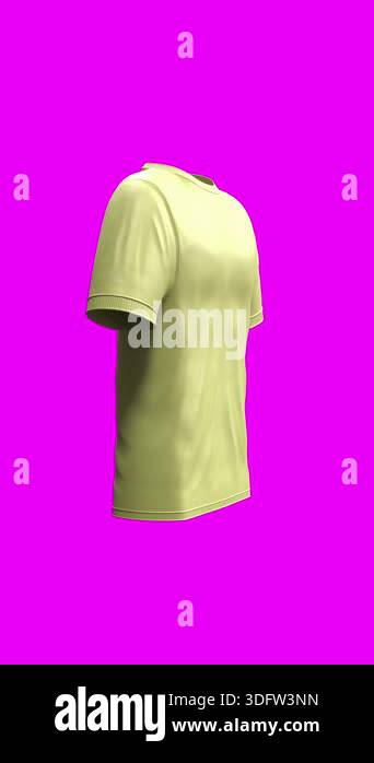 Light yellow t-shirt rotating - isolated on pink background - 3d ...