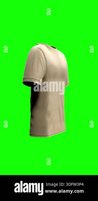 Light brown t-shirt rotating - isolated on green background - 3d ...