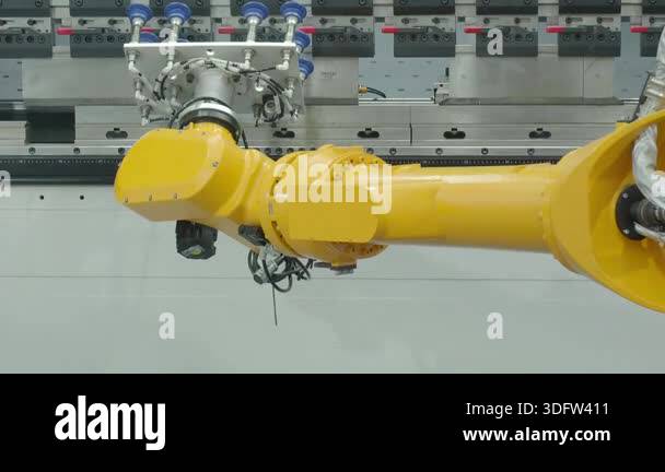 Demo of Industrial robotic arm with vacuum gripper operating on ...