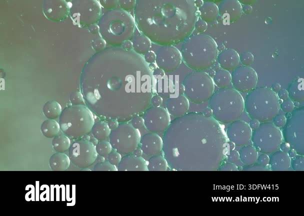 Water oil bubbles. Abstract macro footage of floating liquid bubbles ...