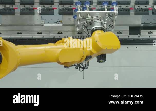 Demo of Industrial robotic arm with vacuum gripper operating on ...