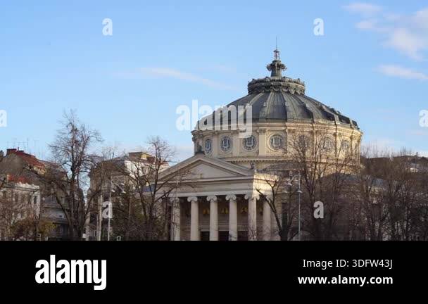Neoclassical architecture of the Romanian Athenaeum or Ateneul Roman ...