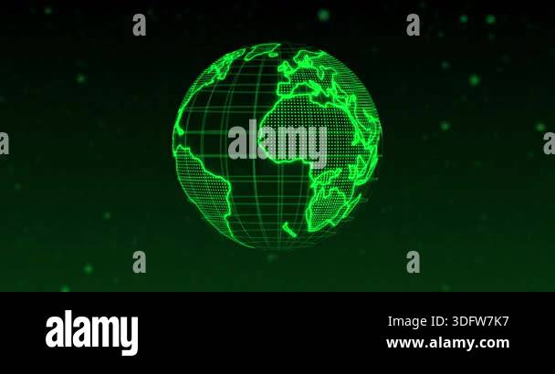 Digital Particles Earth Animation Motion Background. Digital glow ...