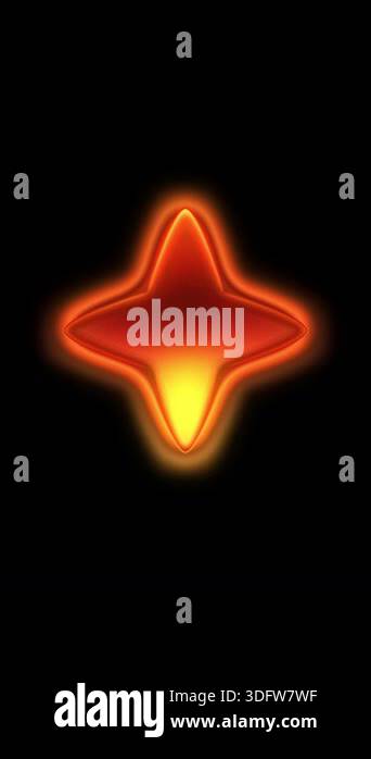 Trendy commercial. Glowing star shaped button icon on dark background ...