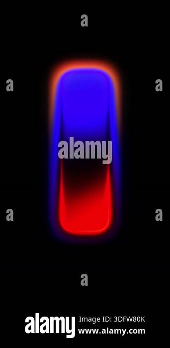 Loop animation. Vertical glowing button with blue and orange gradient ...