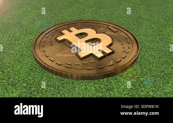 3D Bitcoin Rotating on a Green Background Stock Video Footage - Alamy