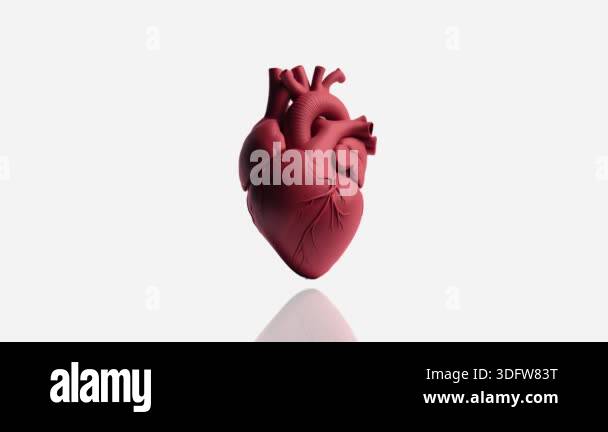 Human Heart Beating with Reflection on a White Background. Heart Beat ...