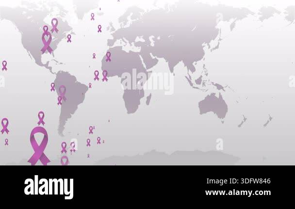 Blank text box for World Cancer Day with a floating pink awareness ...