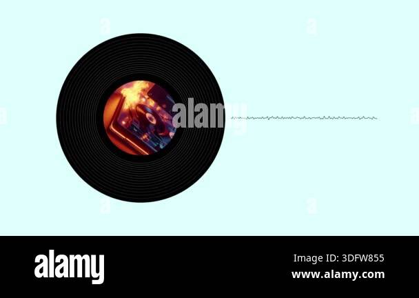 Timeless groove: A seamless loop of a pristine black vinyl, rendered in ...