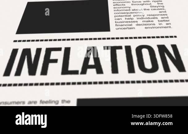 Close-up shot of a newspaper highlighting rising inflation figures ...