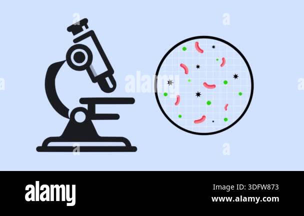 Microbiology lab battles disease: Bacteria, tissues, and blood analyzed under a microscope for ...