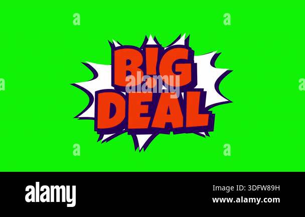 Comic style animation featuring a Big Deal promotion on a green ...