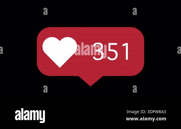 Animated social media likes counter rapidly increasing, featuring red ...