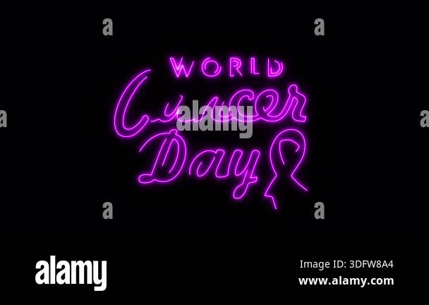 World Cancer Day Text Neon Glow Animation for Awareness Campaign Stock ...