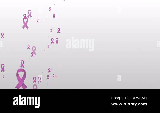 A Blank Text Box for World Cancer Day with Pink Ribbons Floating Across ...