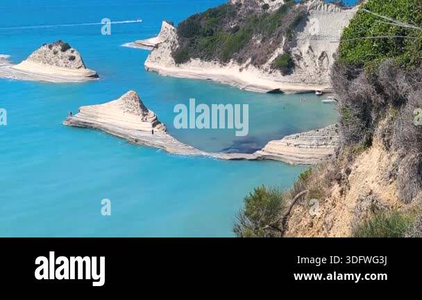 View of beautiful islands of unique shape on Cape Drastis. One of main ...