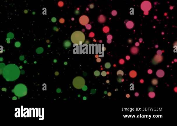 Abstract 3D particle animation with glowing colorful dots in green ...
