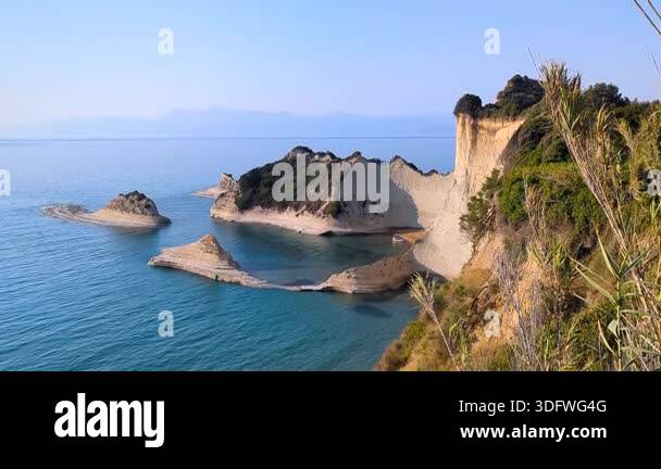 View of beautiful islands of unique shape on Cape Drastis. One of main ...