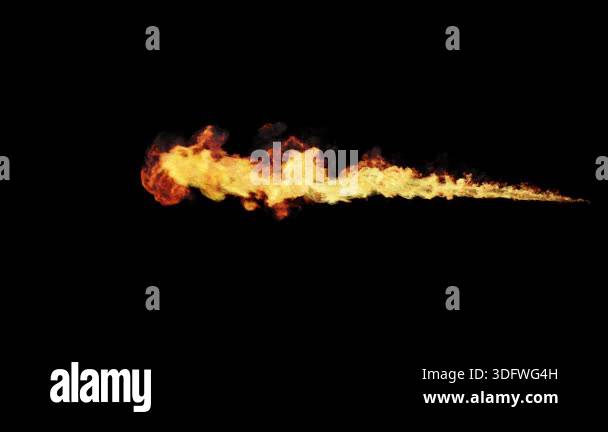 Isolated Long Flame Thrower start from zero at right finish at left ...