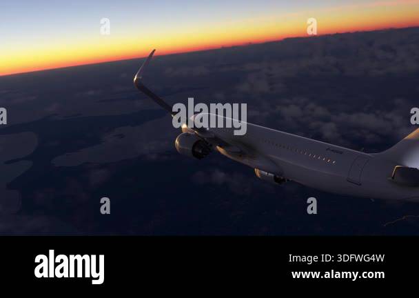 Aerial view of a plane in flight during sunset Stock Video Footage - Alamy