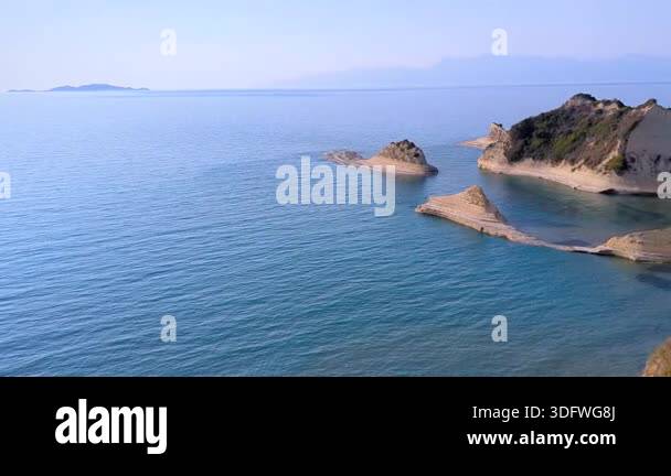 View of beautiful islands of unique shape on Cape Drastis. One of main ...