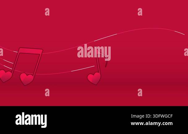 Conceptual animated graphic of heart-shaped musical notes on a wavy ...