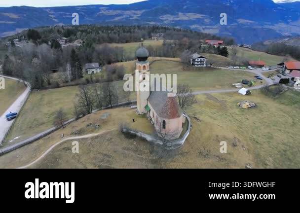 Aerial view of historic church building Stock Video Footage - Alamy