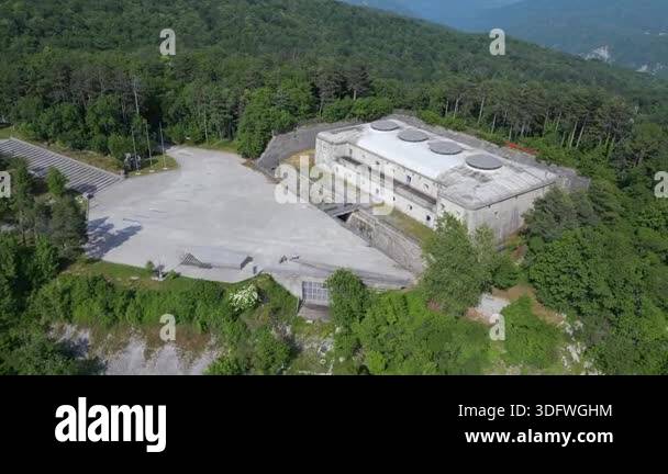 Aerial view of large building surrounded by trees Stock Video Footage ...