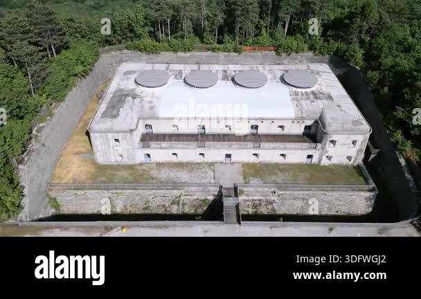 Aerial view of old concrete building structure Stock Video Footage - Alamy
