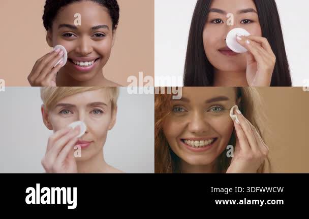 Four women of diverse backgrounds participate in their skincare ...