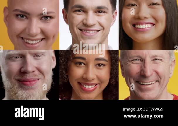 A collection of six diverse faces showcases a range of emotions. Each ...