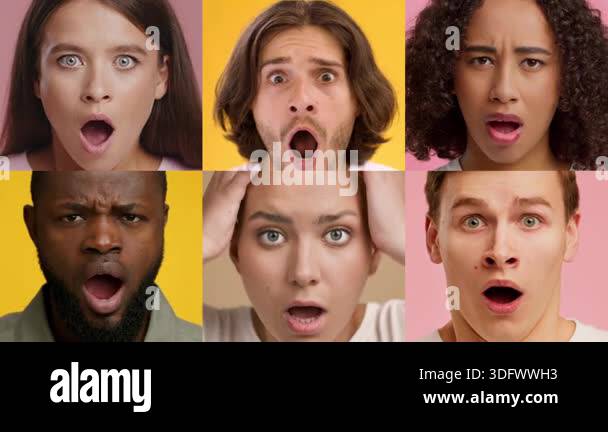 A vibrant collection of diverse faces showcasing various emotional ...
