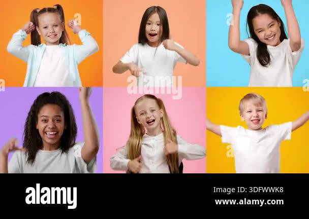A vibrant collage showcases multiracial children sharing various joyful ...