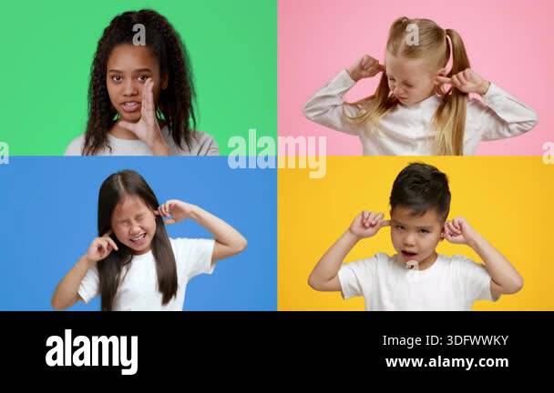 A collage of children showcasing diverse emotions against vibrant ...