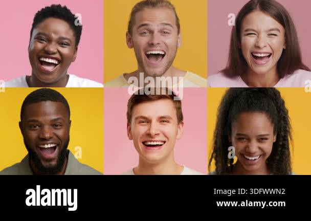 A captivating collection showcases diverse individuals laughing and ...