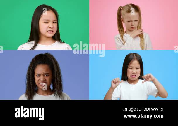 Four multiracial children display distinct emotions, including ...