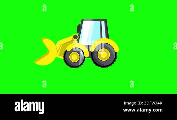 Yellow Construction Truck Animation, Green Screen, Cartoon Loader ...