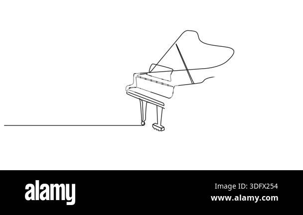 animated continuous line drawing of grand piano, line art animation ...