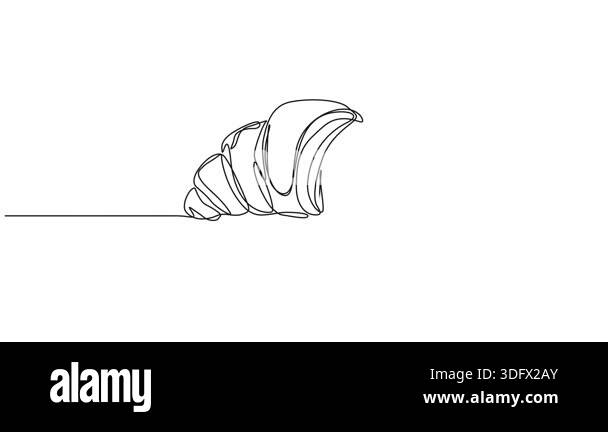 animated continuous single line drawing of croissant, line art ...