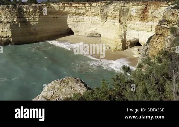 sunrise at sea cave in portugal. High quality photo Stock Video Footage ...