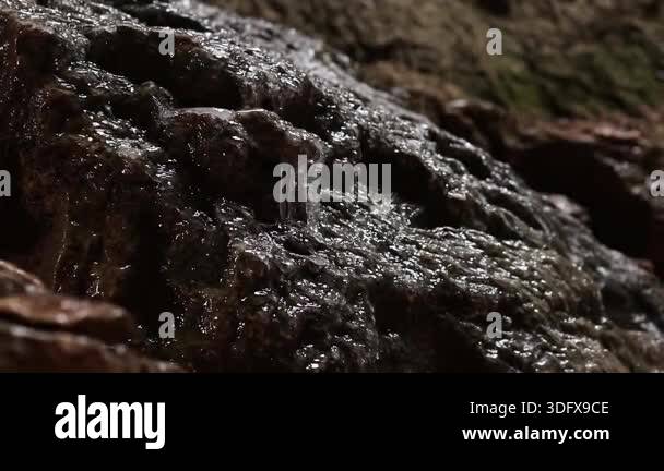 Prohodna Cave inside in winter. Details in the cave are covered with ...