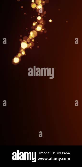 Golden glitter trail with glowing particles moving in soft shimmering ...