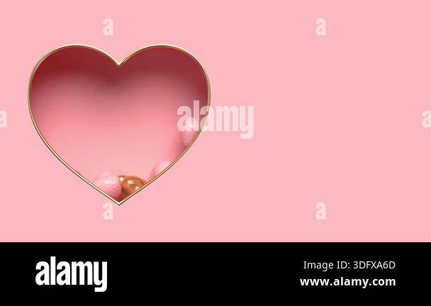 3D pink and gold hearts falling into frame. Elegant background for ...