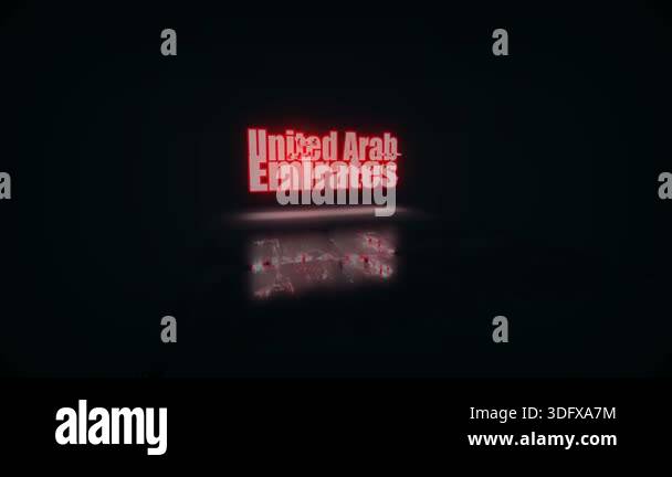 United Arab Emirates flag waving with noise and glitch effect. UAE ...