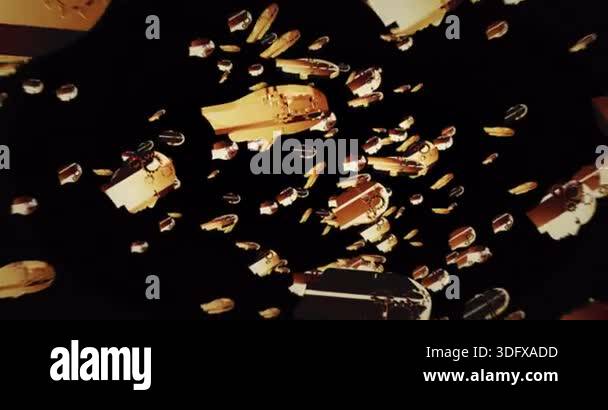 Artificial intelligence Ai head symbol rain fall loop. Abstract 3d ...